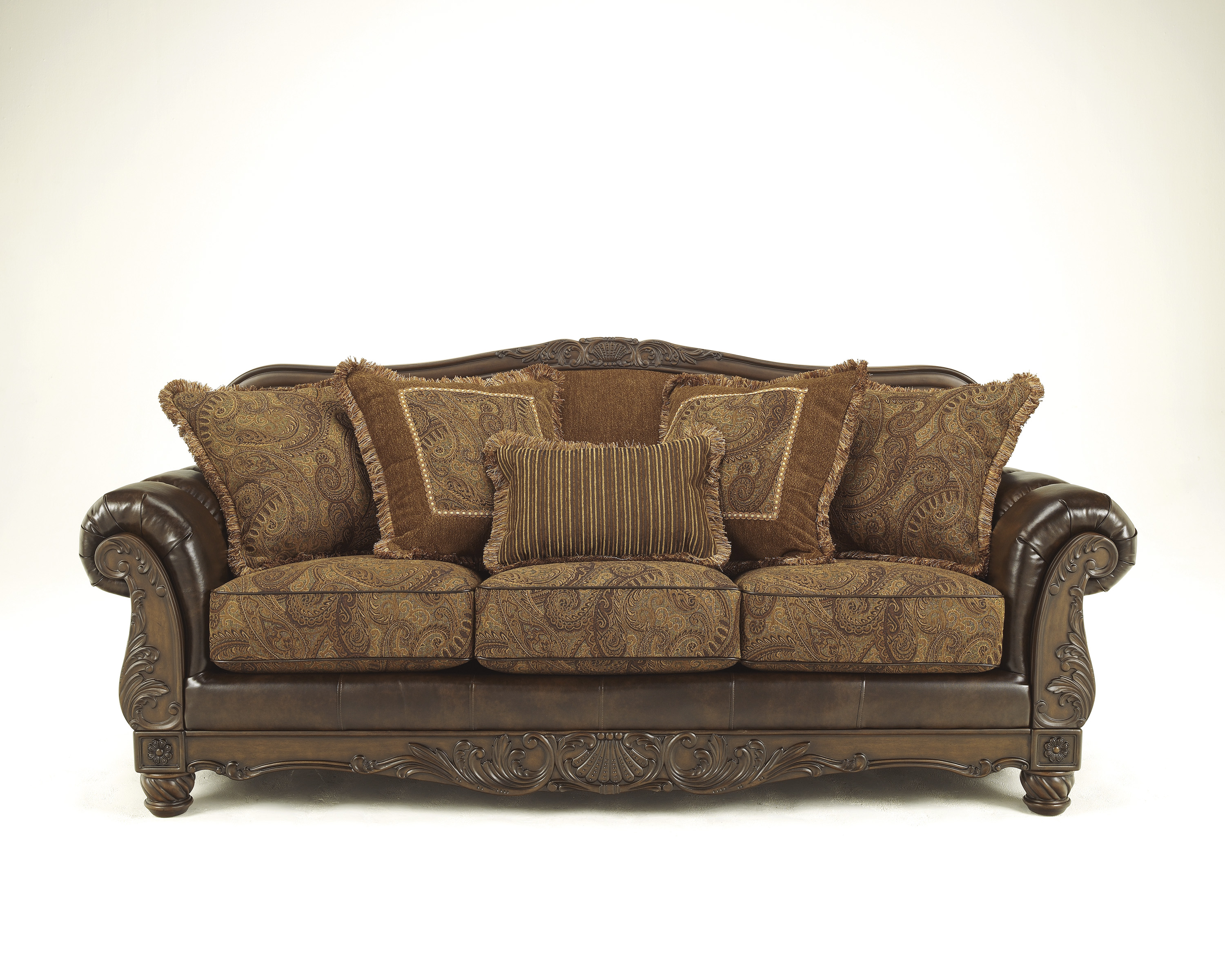 Ashley Sofa With Wood Trim | Baci Living Room