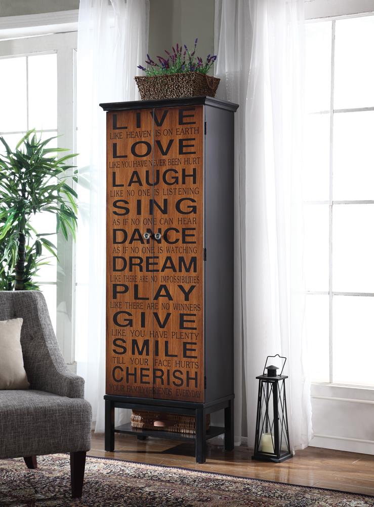 950731 2-DOOR ACCENT CABINET RICH BROWN AND BLACK COASTER 950731