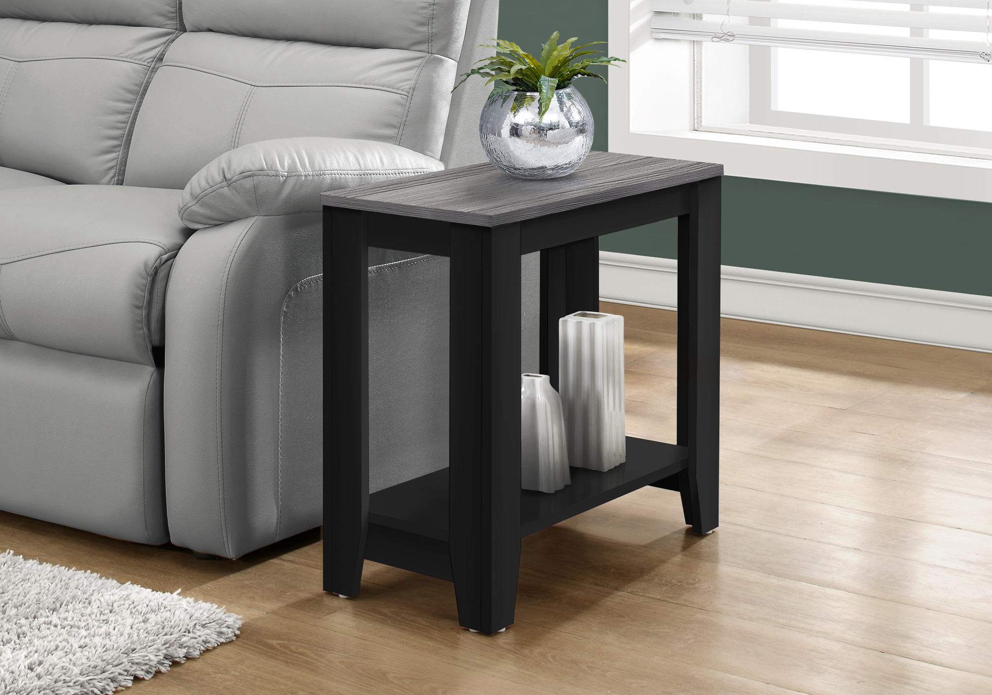 I3134 ACCENT TABLE - BLACK / GREY TOP MONARCH SPECIALTIES I3134