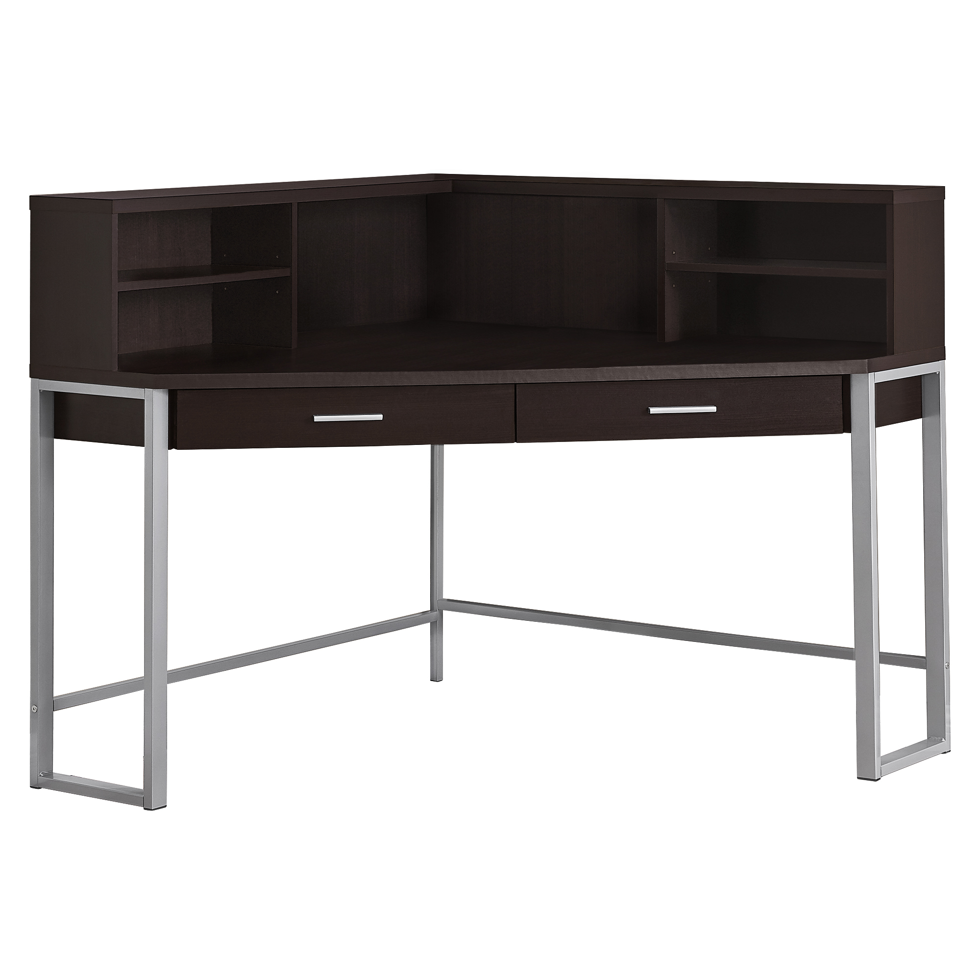 I7512 COMPUTER DESK - 48 L - ESPRESSO CORNER - SILVER METAL MONARCH ...