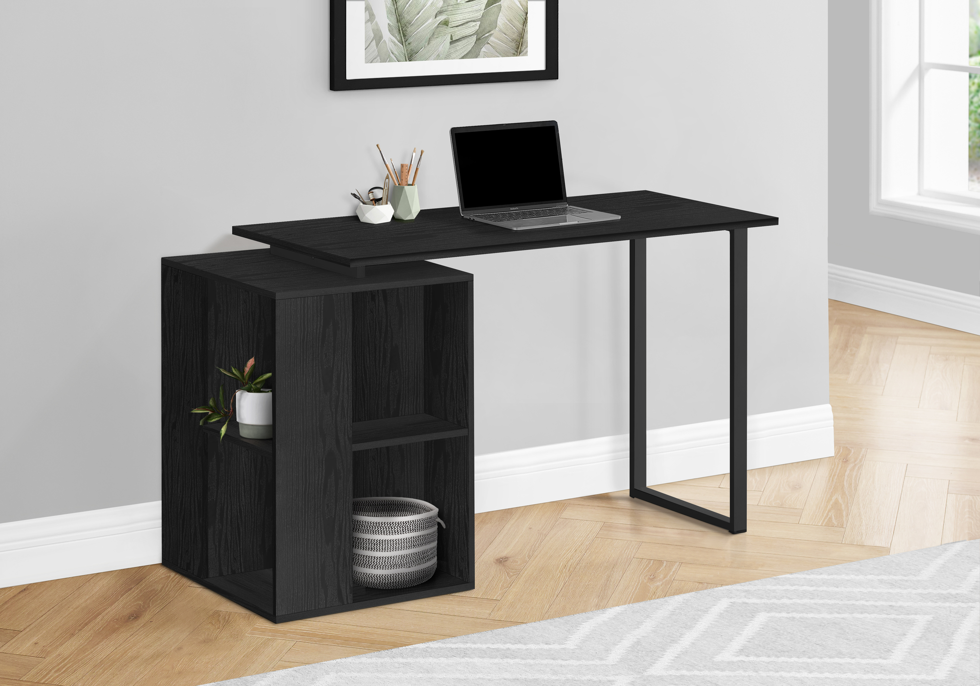 I7601 COMPUTER DESK - 55 L - BLACK OAK LEFT OR RIGHT FACING MONARCH ...