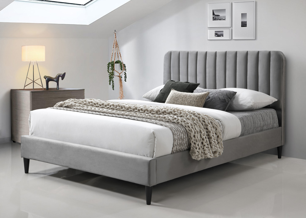 Platform LIGHT GREY BED (NO BOX SPRING REQUIRED) EXACT 9404B|HB|7_18