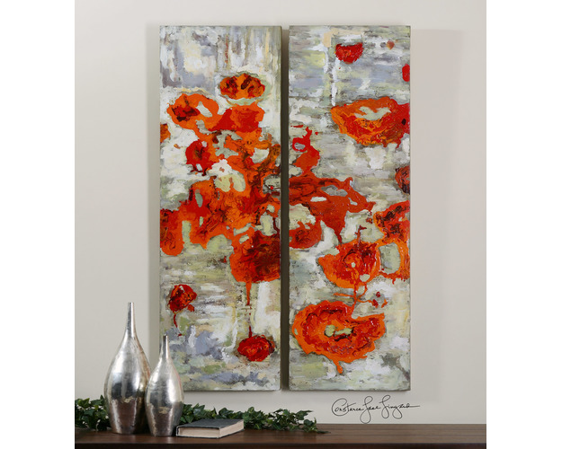 31201 SCARLET POPPIES, S 2 UTTERMOST FURNITURE 31201