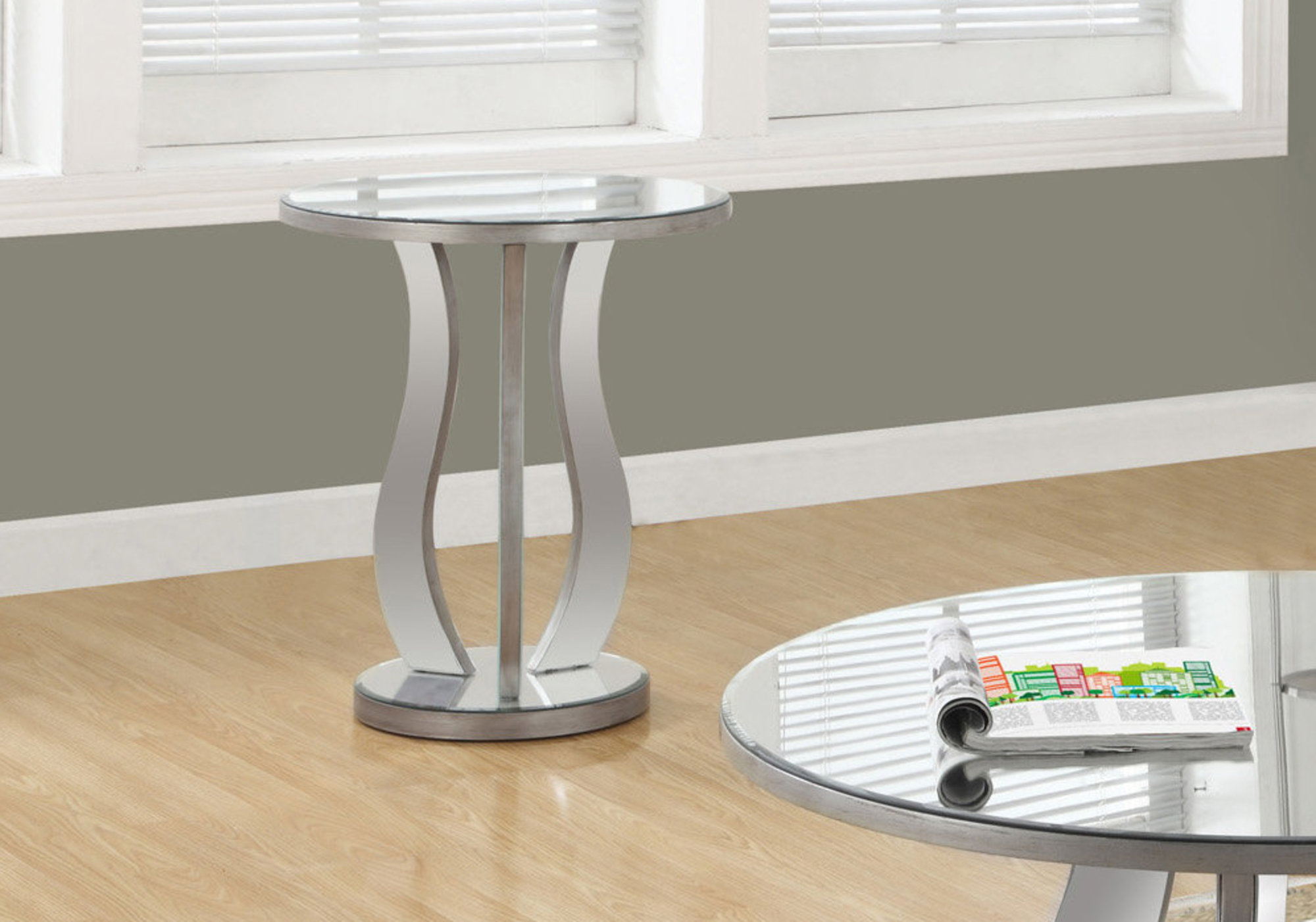 I3726 ACCENT TABLE - 20 DIA - BRUSHED SILVER - MIRROR MONARCH ...