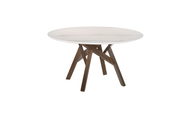 LCVEDIWA VENUS 54 ROUND MID-CENTURY MODERN WHITE MARBLE DINING TABLE WITH WALNUT WOOD LEGS ARMEN ...